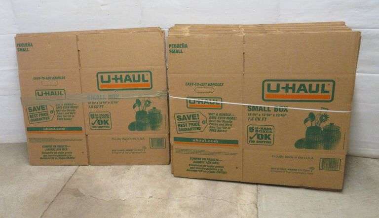 Stack of new U Haul boxes, 17" x 12 1/2" x 13", new - Albrecht Auction ...