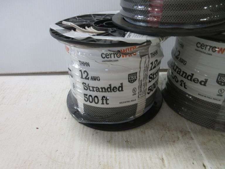Cerro wire 12 AWG stranded 500' roll, THHN wire, (3) rolls, black ...