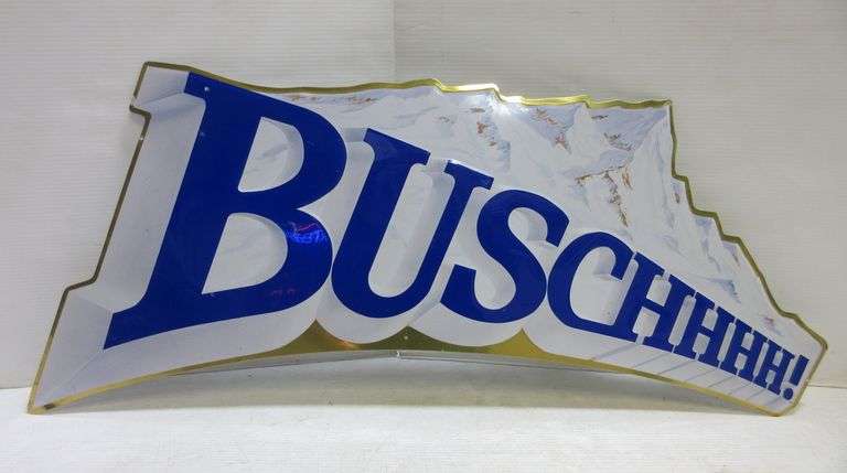 Large Busch "Buschhhhhhh" Beer Metal Sign - Albrecht Auction Service