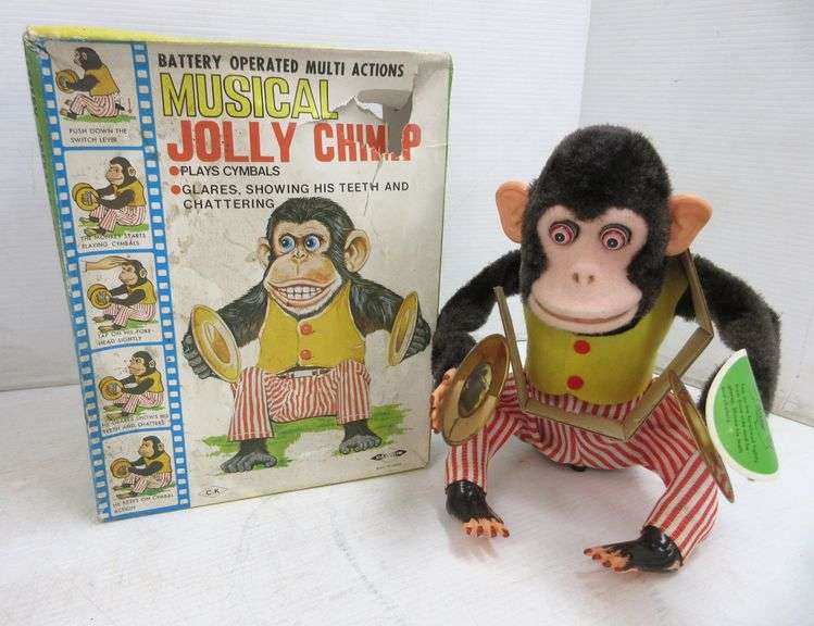 Vintage Musical Jolly Chimp Toy circa 1950's, 10"H, made by The Daishin ...