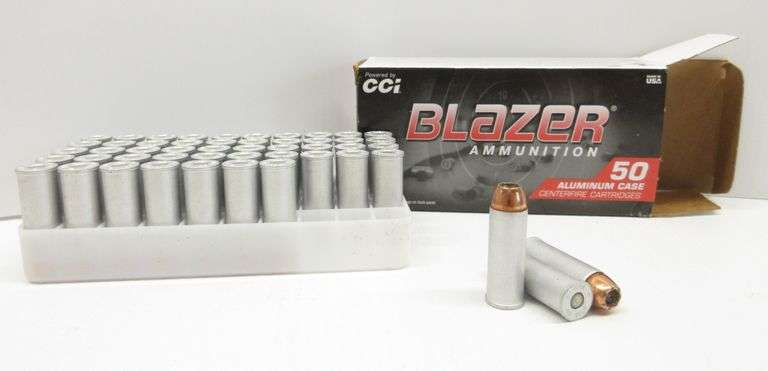 (50) Rounds of Blazer .45 Colt ammo, 200-grain JHP - Albrecht Auction ...