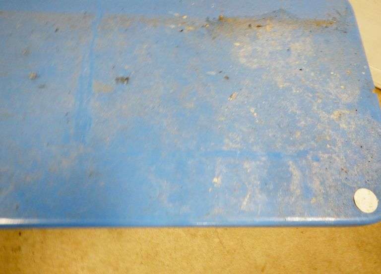 Solid blue enamel table, 40"W x 25"D x 29"H - Albrecht Auction Service