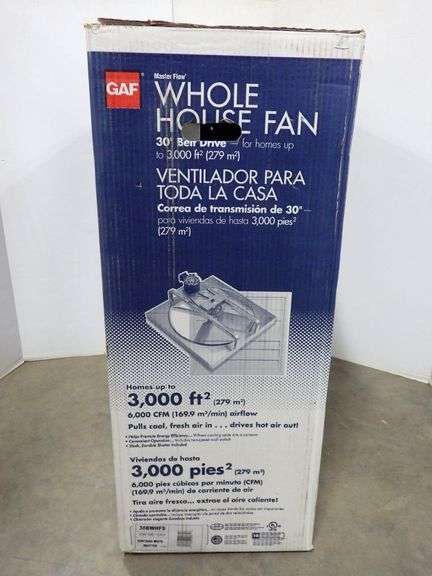 Master Flow 6000 CFM 30" belt drive deluxe whole house fan with shutter ...