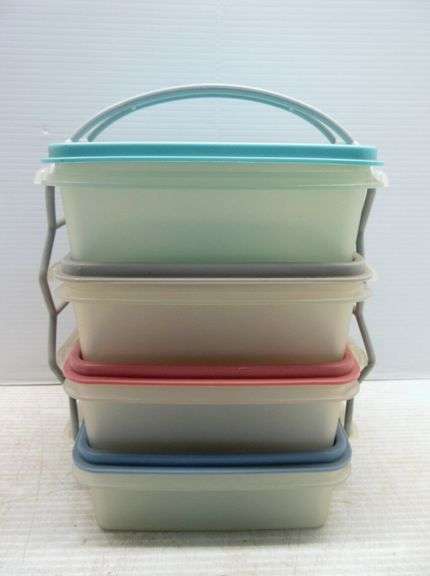 4-Piece tupperware tower, each- 7"Sq. x 2 1/2"H, new - Albrecht Auction ...