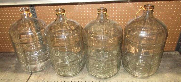 (4) Five-Gallon wine making bottles, clean, good, 20"H, no chips or ...