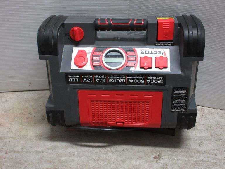 Vector 1200 peak AMP jump starter, dual power inverter, 120 PSI ...