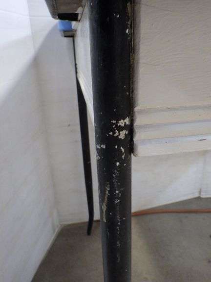 Solid blue enamel table, 40"W x 25"D x 29"H - Albrecht Auction Service