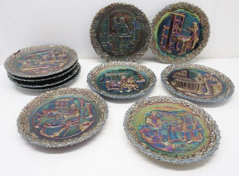 (10) Fenton Commemorative Craftsman Plates, 1971-1981, 8"Dia, one has a ...