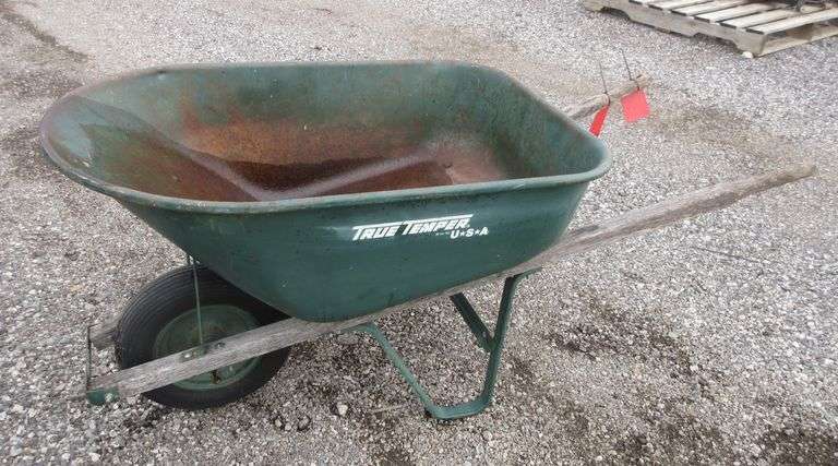 True Temper green wheelbarrow, made in USA, 25 1/2" x 38 1/2", good ...