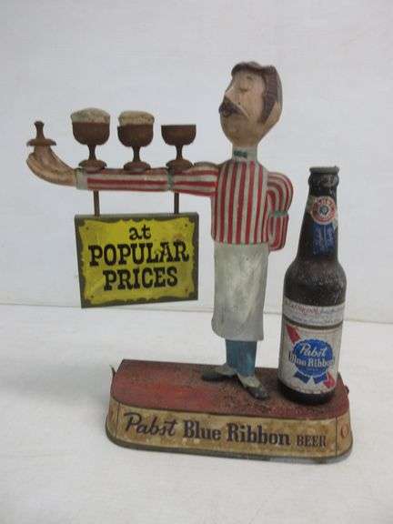 Authentic original antique Pabst Blue Ribbon, all metal barroom display ...