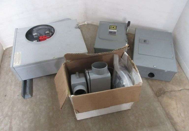 Meter box breaker and safety switch box, all good; (3) Contactors, new ...
