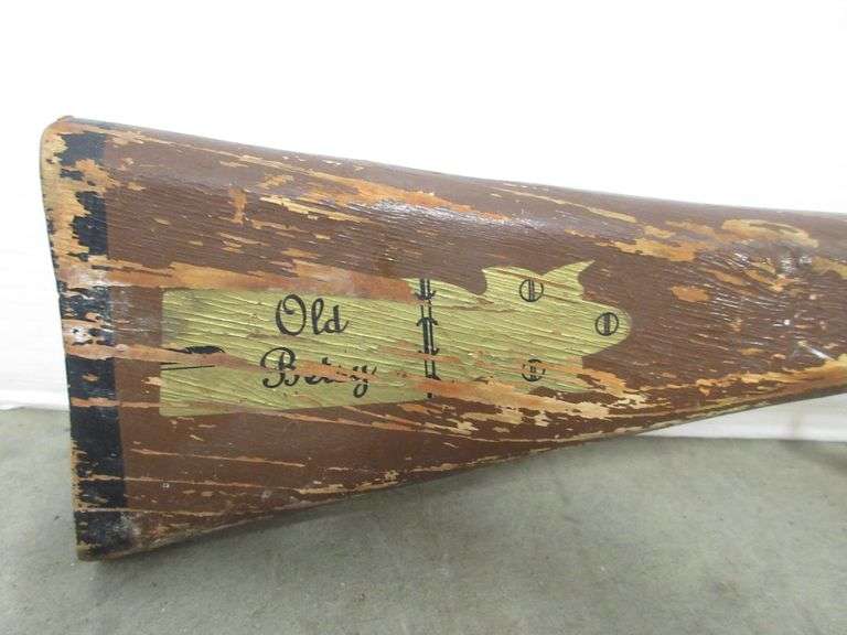 Vintage toy muzzleloader, hammer and trigger work, label is a little ...