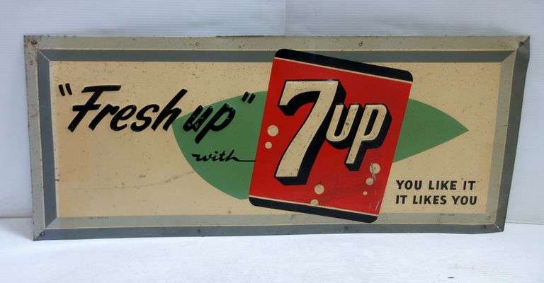 Antique Metal 7UP Sign - Albrecht Auction Service