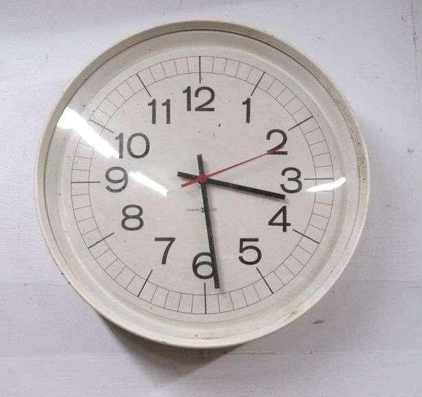 Howard Miller school clock, 14"Dia, good, dirty, shows wear - Albrecht ...