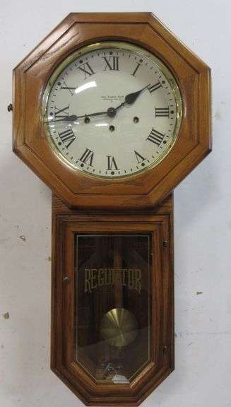 New England regulator wall clock, 15"W x 28"H, very nice and clean ...
