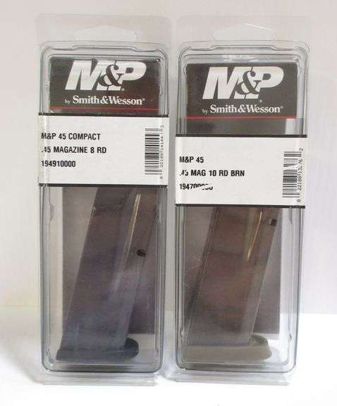 (2) M&P Smith & Wesson 45 Compact .45 Magazines, one (8) Round black ...