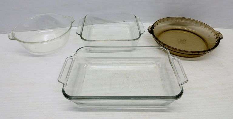 (4) Pyrex glass cooking dishes, up to 8" x 11 1/2" x 2"H - Albrecht ...