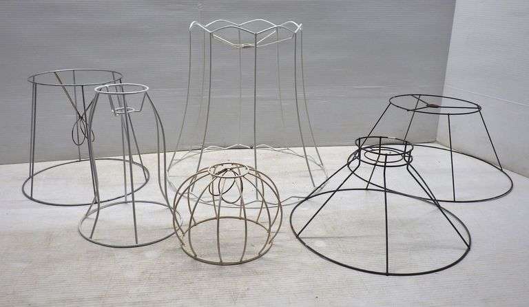 (6) Older wire lamp shade forms of various shapes and sizes, up to 13"H ...