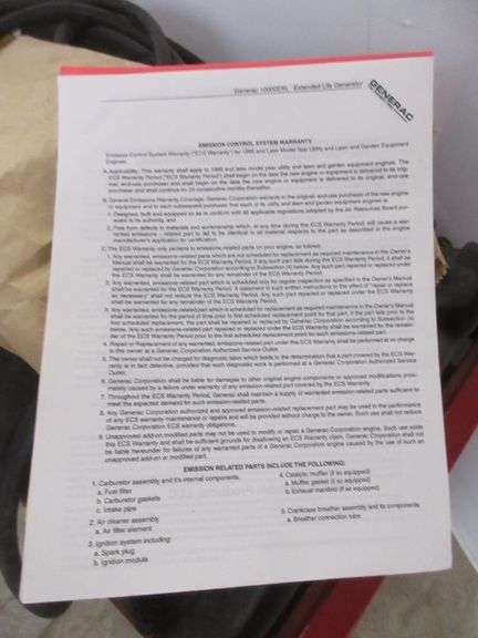 Generac 10,000 EXL generator, good - Albrecht Auction Service