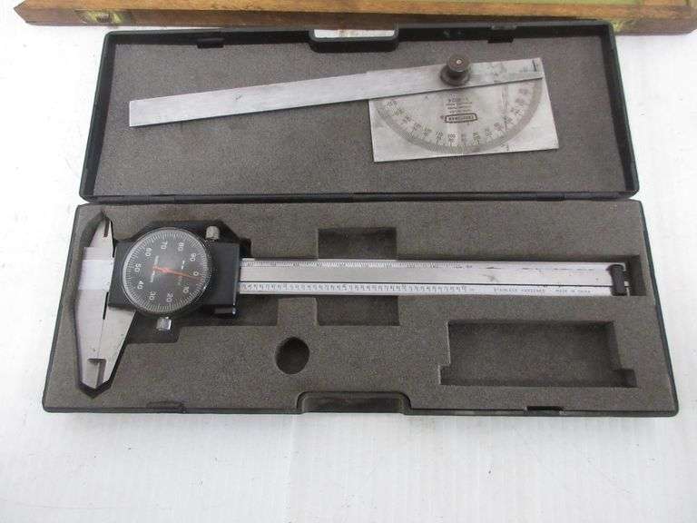 9 1/2" Helios sliding caliper, 6" Dial caliper, and Craftsman ...