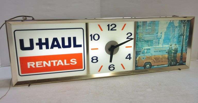 Vintage U-Haul Electric Advertising Clock, Mid-1960s Era, Lights Up ...