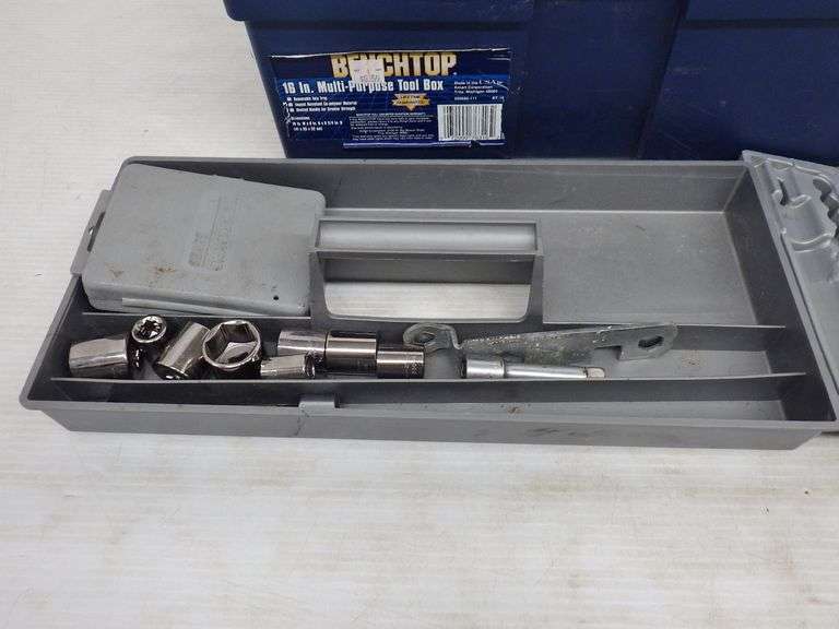 Benchtop multi-purpose tool box with some tools, 16"W - Albrecht ...