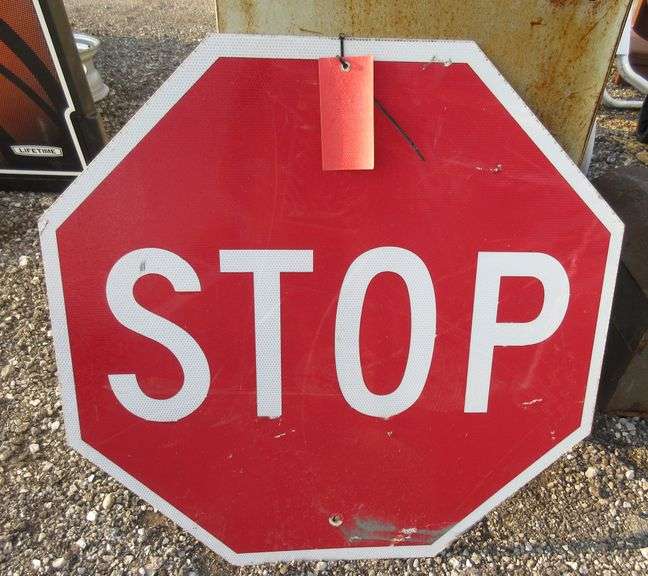 "Stop" sign, 30" x 30", has wear/scratches - Albrecht Auction Service