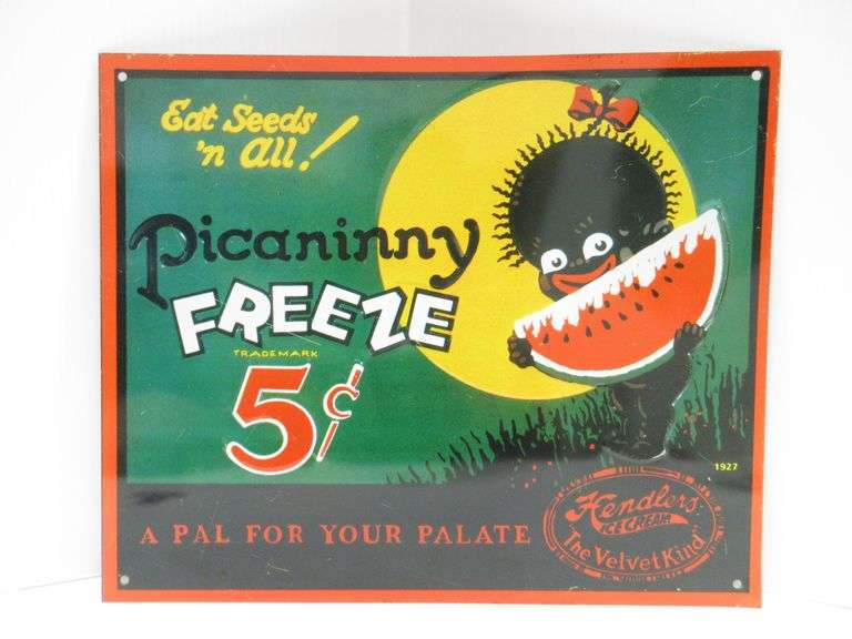 Older reproduction Picaninny Freeze tin sign for Hendlers ice cream, 14 ...