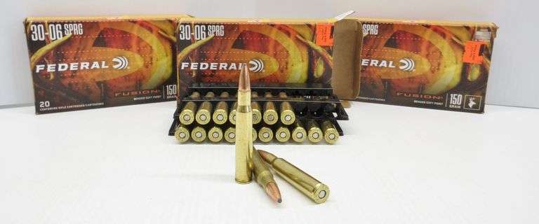 (60) Rounds of 150-grain 30-06 Federal Fusions, in new condition ...