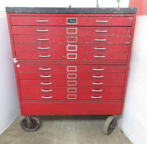 Large heavy-duty tool chest of unknown brand 8" casters, with steel ...