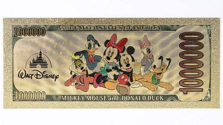 Disney Donald Duck 24kt Gold Gilded Collectible Million Dollar Note on ...