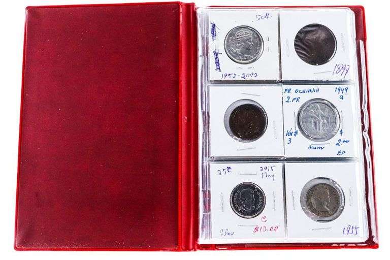 Coin Stock Book - 18 World Coins- Includes Silver - The Auction Vault