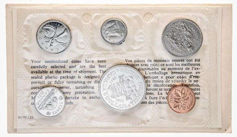 RCM 1971 UNC Canada 6 Coin Set Mylar Mint Wrap - The Auction Vault
