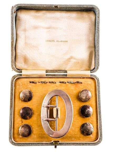 Vintage 'SORLEY,Glasgow" Silver Belt Buckle & Button Set - Original ...