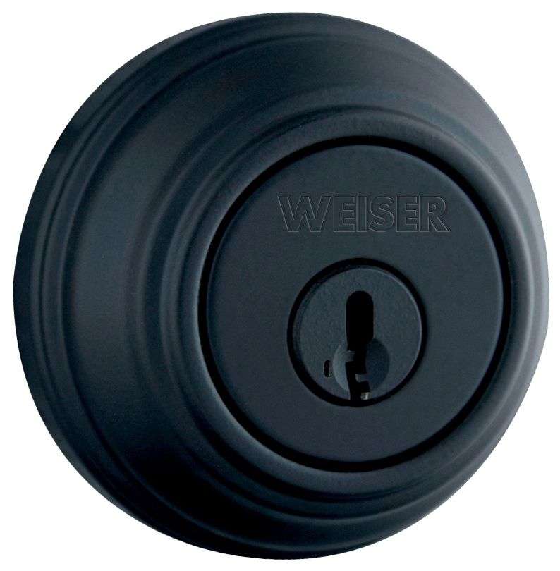 Weiser Collections Matte Black Square Deadbolt/Entry Door Lock with Key ...