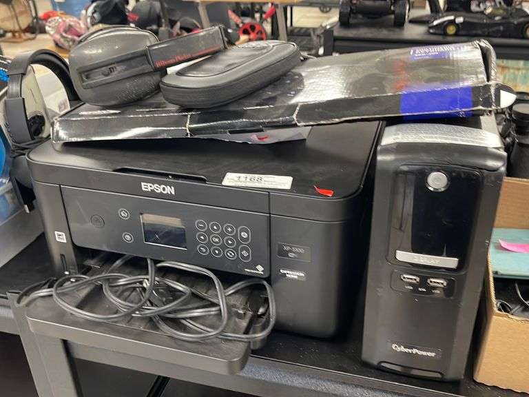 Epson Printer, Computer Tower, Keyboard, and Headphones - Apexx Auctions