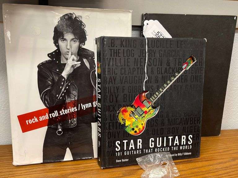 Three Rock ‘n Roll Books with Fender String Picks - Apexx Auctions