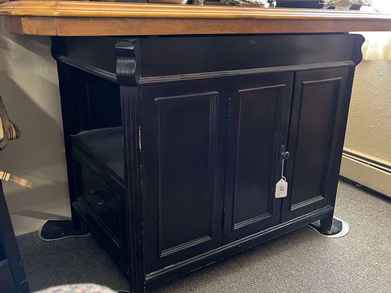 Two Tone Bar Height Table with Storage and Leaf - Apexx Auctions