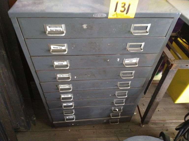 Cole Steel 10 Drawer Metal Cabinet, 26 x 18 x 38 - Assiter Auctioneers