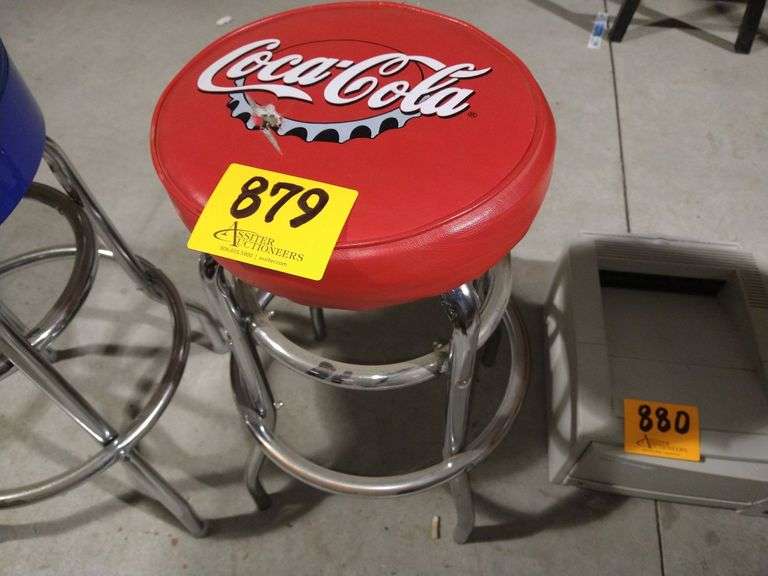 Metal & Vinyl Coca Cola Stool, Slight Damage - Assiter Auctioneers