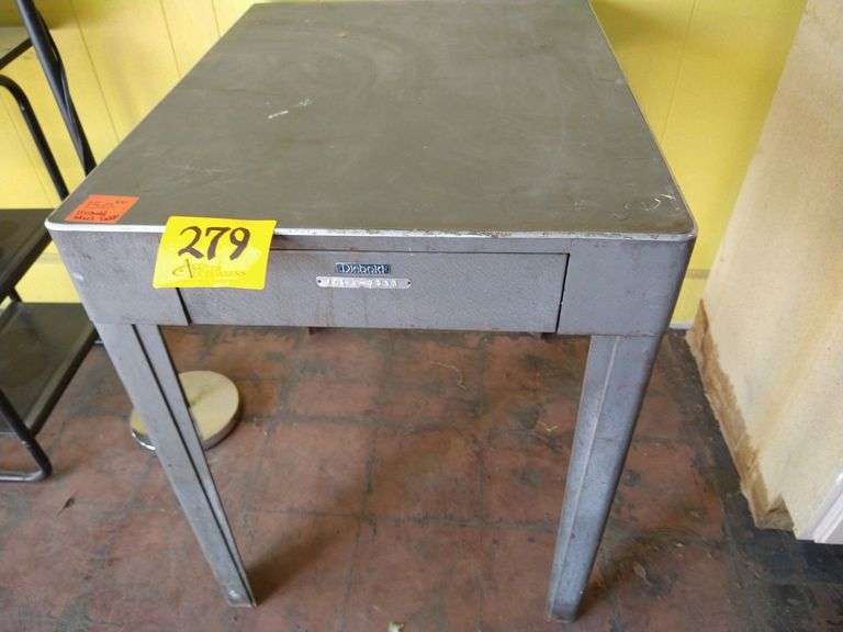 Vintage/Antique Diebold 1 Drawer Metal Table - Assiter Auctioneers