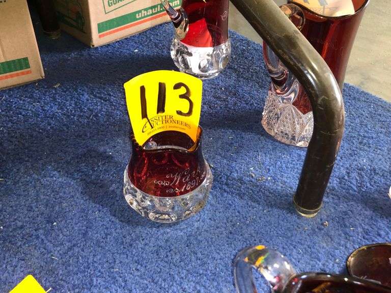 Kings Crown Thumbprint Ruby Red Pitcher, "WARK 1897" - Assiter Auctioneers