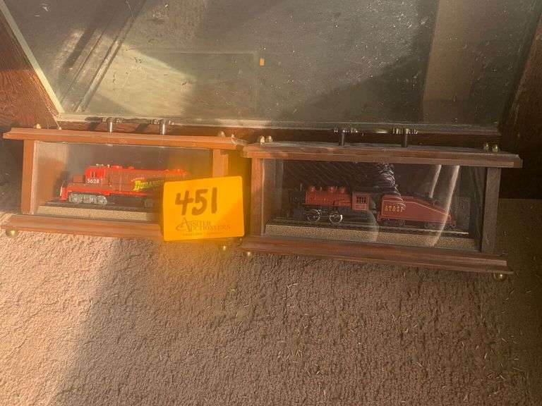 2 Model Trains w/ Wood & Glass Boxes - Assiter Auctioneers