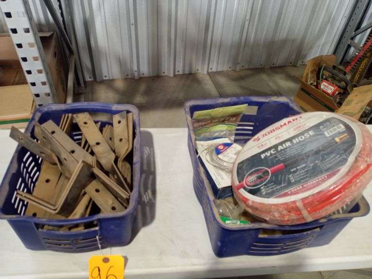 Box of 10+ Mower Blades, Box w/ 25 ft PVC Air Hose, Rubber Tie Downs ...