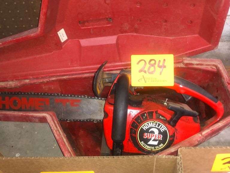 Homelite Super 2 Chainsaw w/Case - Assiter Auctioneers