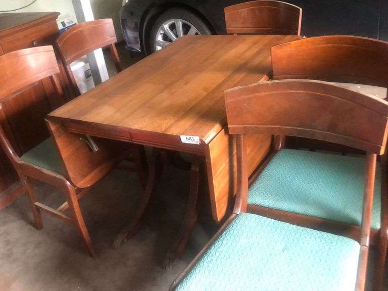 Vintage Double Drop Leaf Table 40 x 27 x 29, Leafs 141/2" w/ (6) Chairs ...