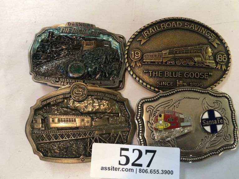 (4) Railroad Belt Buckles - Assiter Auctioneers