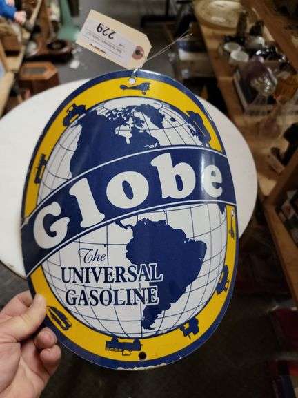 Porcelain Globe Universal Gasoline Sign - Baer Auctioneers - Realty, LLC