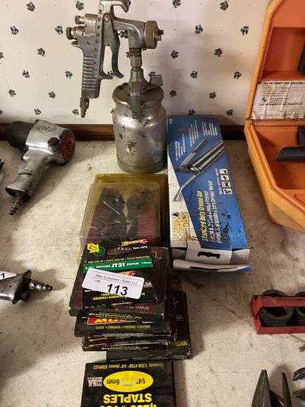 Paint Sprayer, Grease Gun, Ratchet Strap, Staples - Baer Auctioneers ...