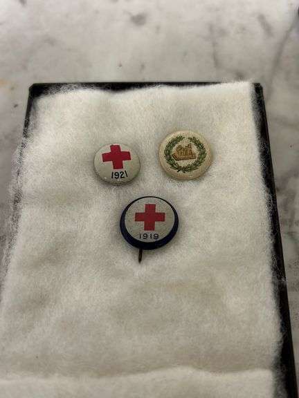 2 Antique Red Cross Pins, Antique Pin - Baer Auctioneers - Realty, LLC
